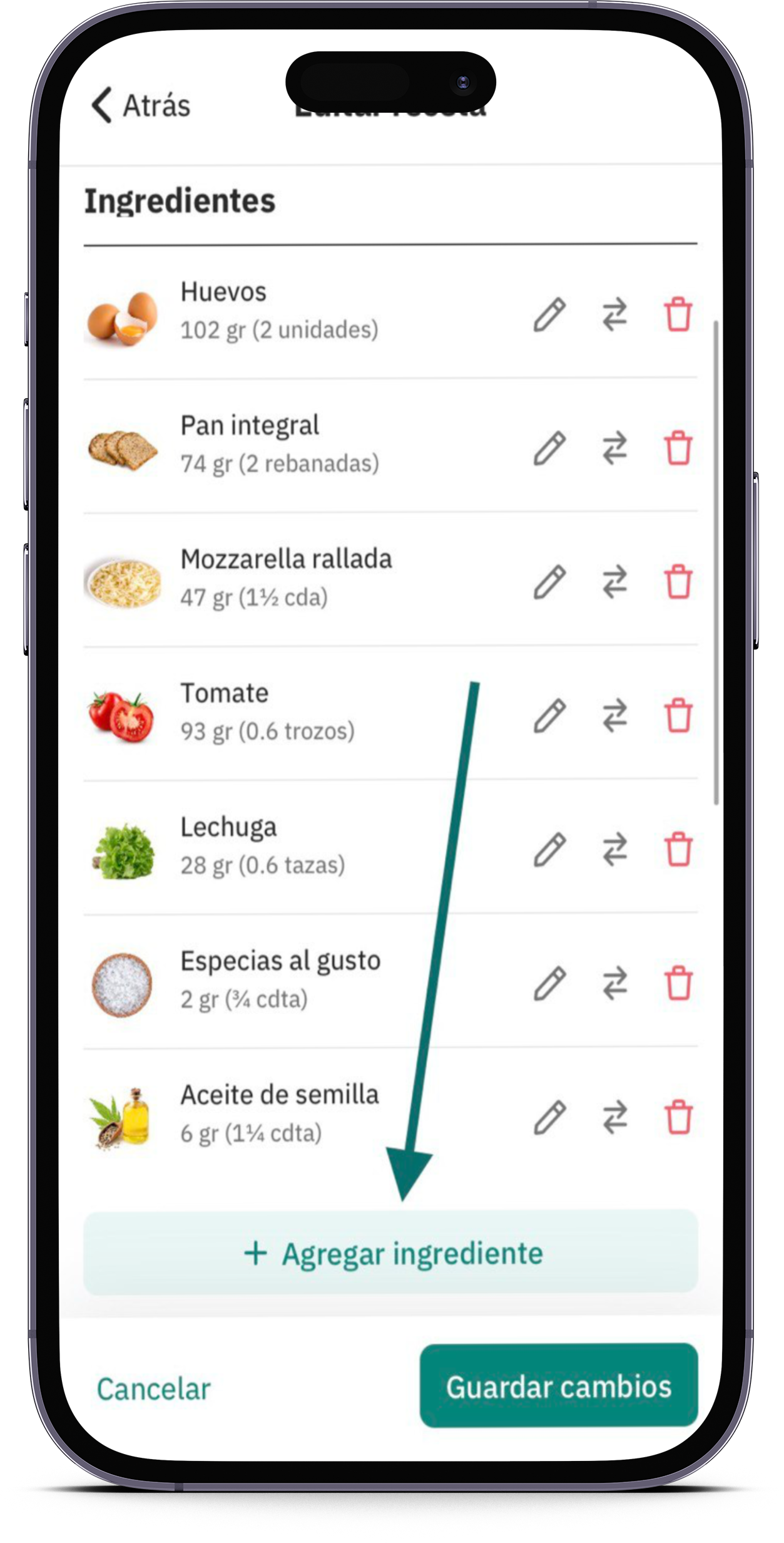 ¿Cómo puedo añadir un ingrediente a mi receta? – Centro de ayuda Unimeal
