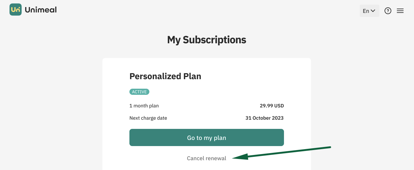 How do I cancel the subscription? – Unimeal